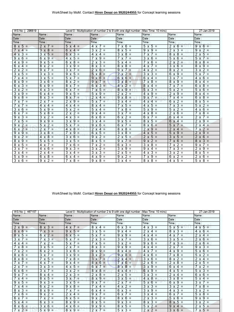 2 To 9 Tables Part 1 | PDF