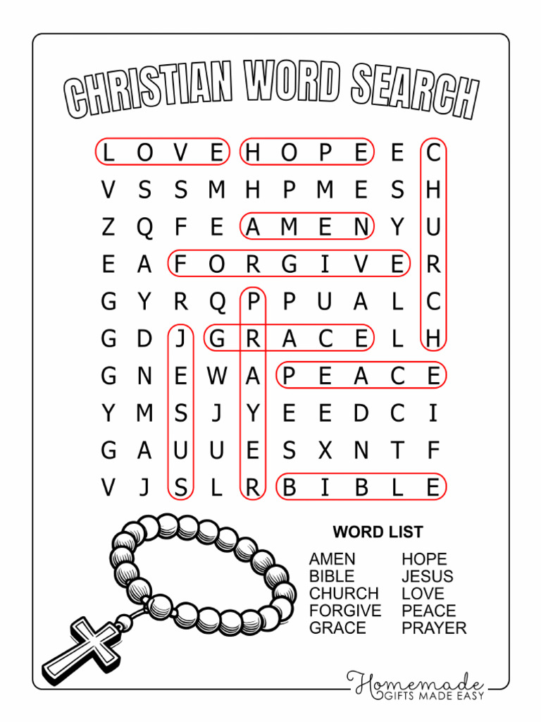 Bible Word Search Christian Words Easy Answers | PDF