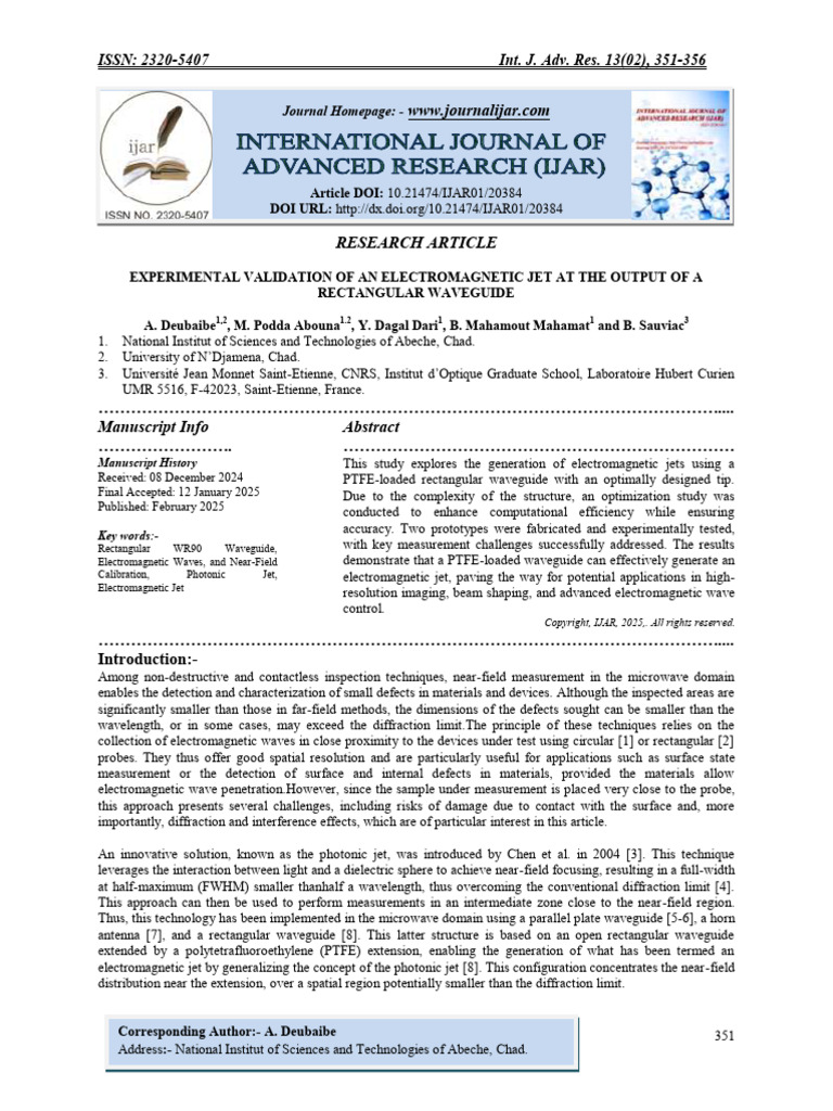 Experimental Validation of An Electromagnetic Jet at The Output of A Rectangular Waveguide | PDF ...