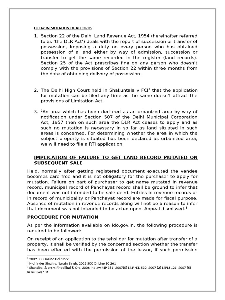 Mutation of Property | PDF | Lease | Deed