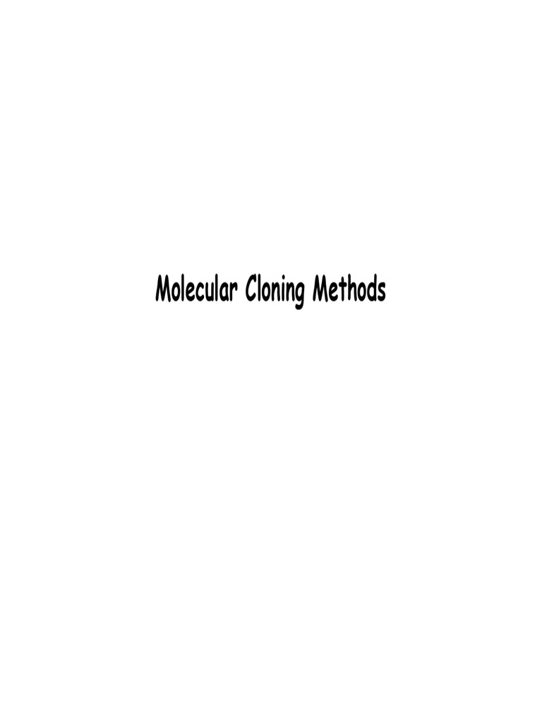 Molecular Cloning Methods | PDF | Molecular Cloning | Vector (Molecular Biology)