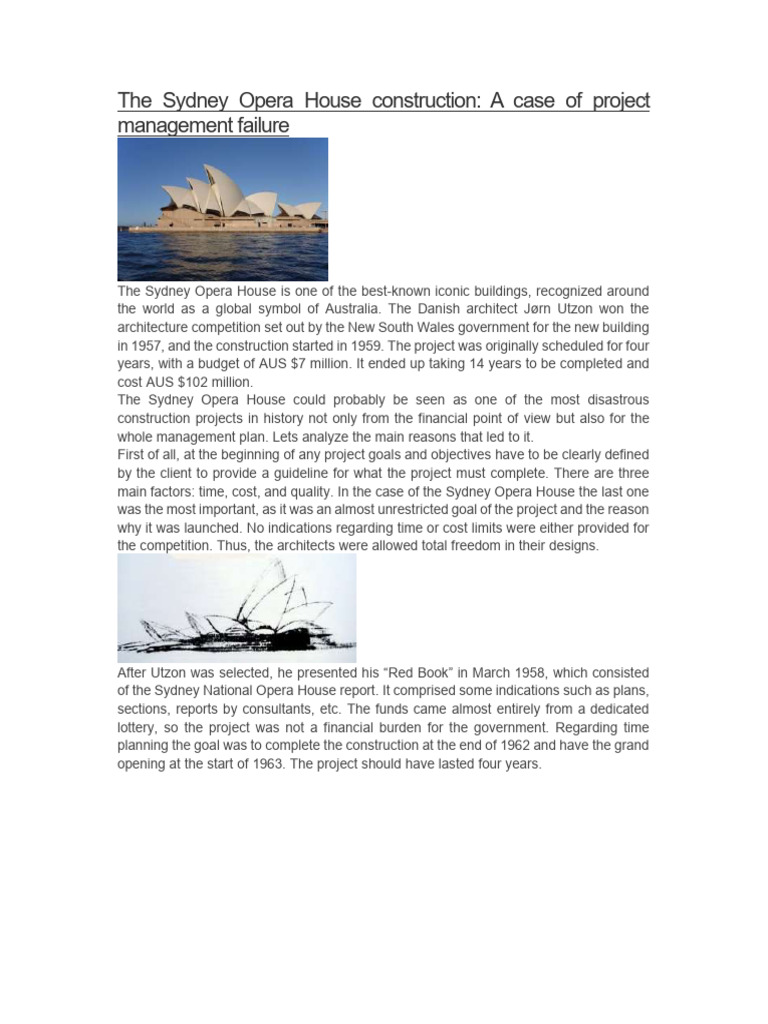 Sydney Opera House: A Project Failure Analysis | PDF