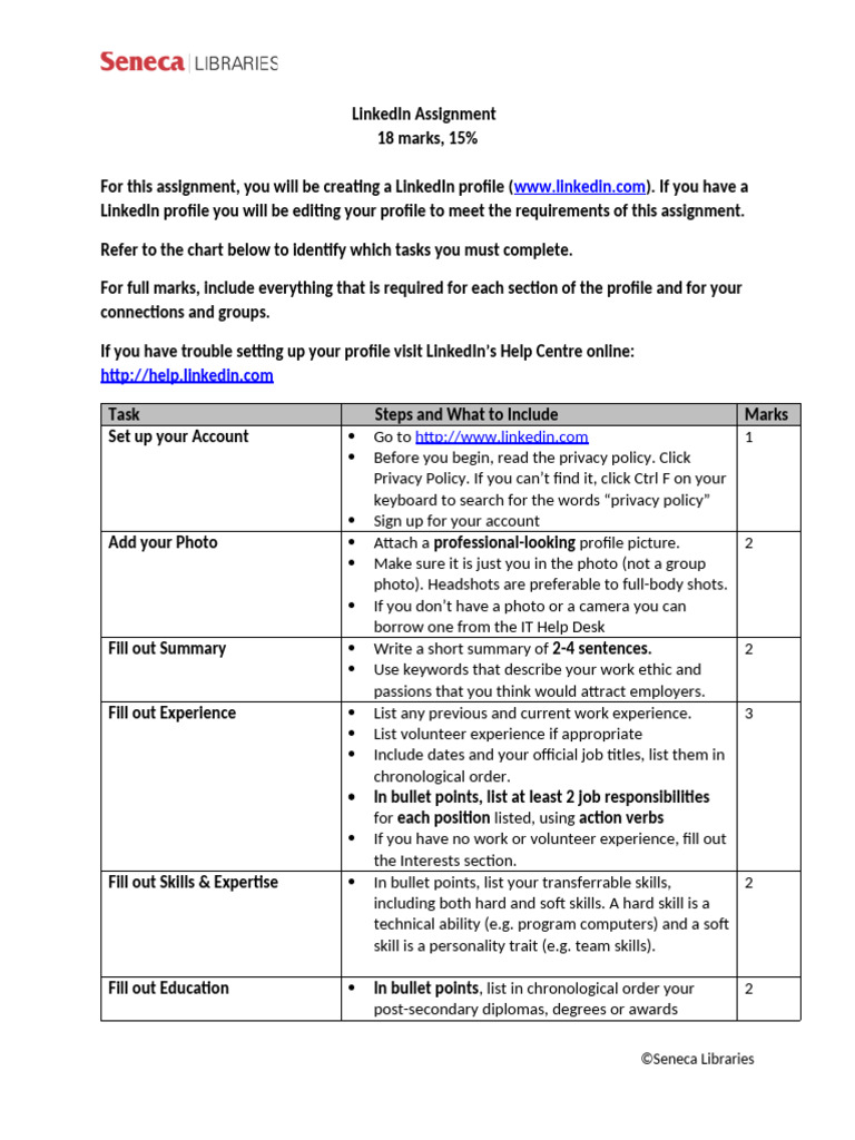 LinkedIn Assignment - Seneca | PDF