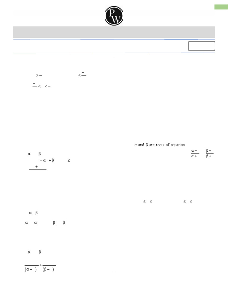 6517c4bbf98c81001861bfe9 - ## - Quadratic Equation - DPP 02 - JEE Fastrack 2024 | PDF ...