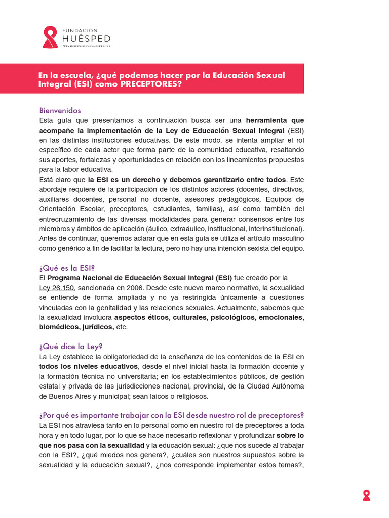 F.huesped Esi Soy Preceptor | PDF | Educación sexual | Escuelas