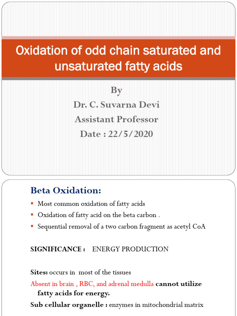 Odd Chain Fatty Acid Oxidation Overview | PDF | Molecular Biophysics ...