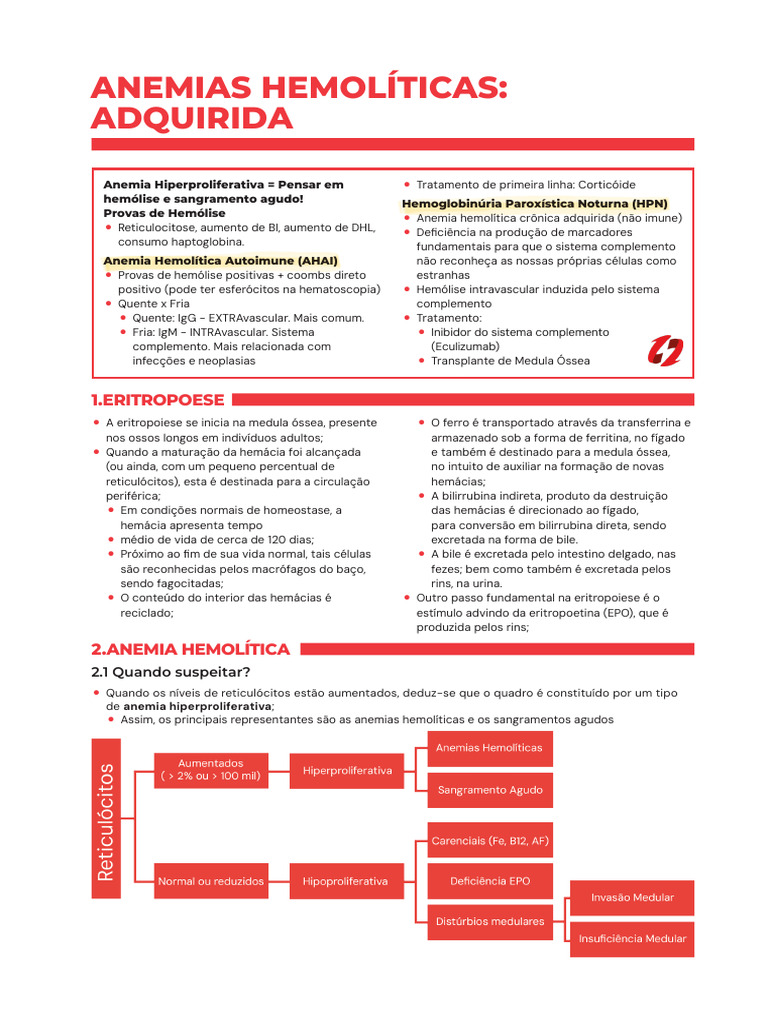Anemia Hemolítica: Diagnóstico e Tratamento | PDF | Sistema ...