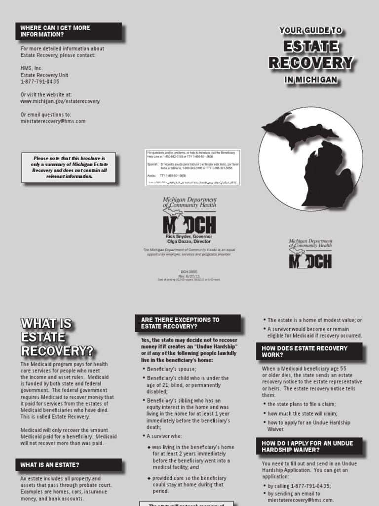 Michigan Estate Recovery Brochure | PDF | Medicaid | Long Term Care