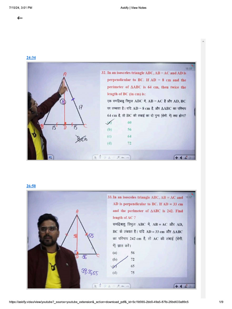 39 Geometry Isoseceles Stewart Theorem Similarity | PDF