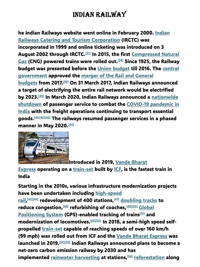 Indian Railway: A Historical Overview | PDF | Rail Transport | Transport