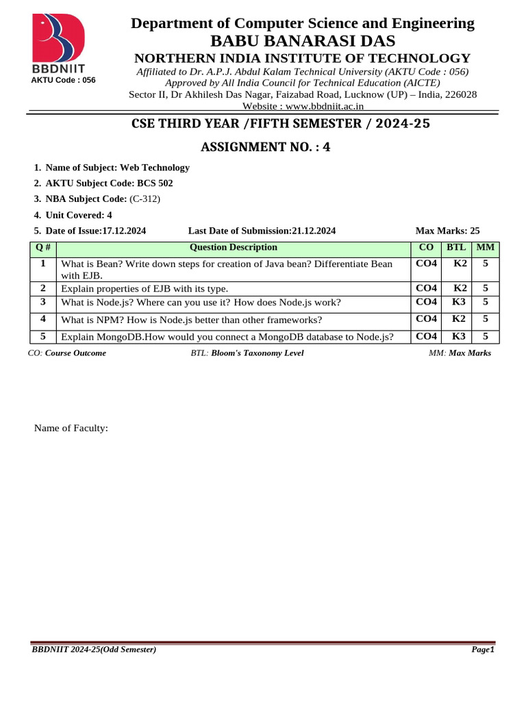 Web Technology-Assignment1-CSE3-Unit4 | PDF