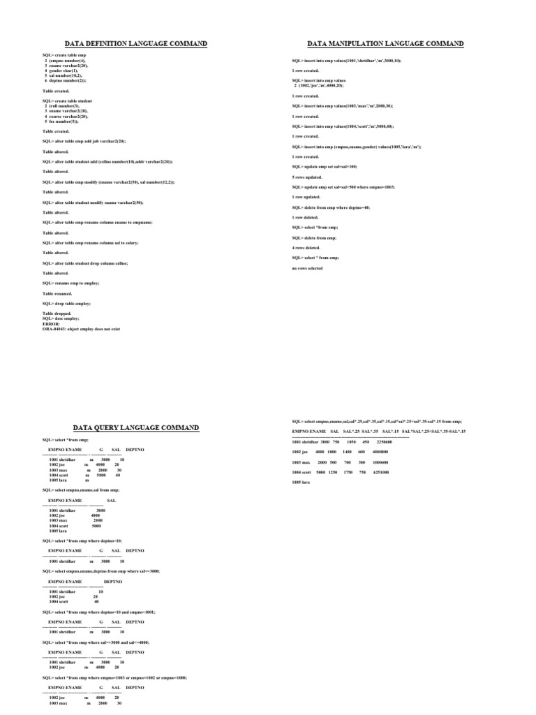 RDBMS BCS BCA Printout 2025 PDF | PDF | Sql | Information Retrieval