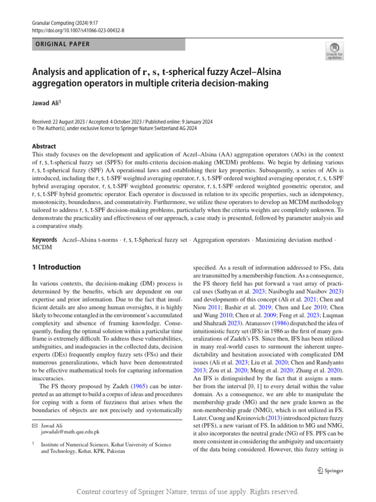 Analysis and Application of R S T-Spherical Fuzzy | PDF | Mathematics