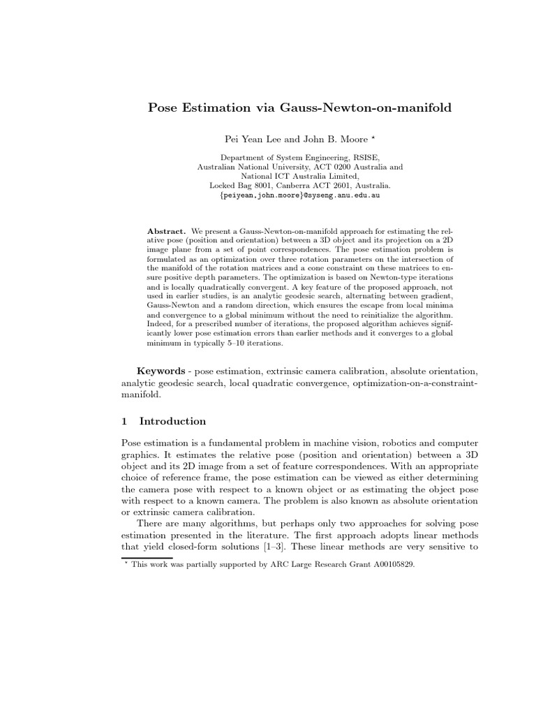 Pose Estimation Via Gauss-Newton-on-manifold | PDF | Mathematical Optimization | Mathematical ...