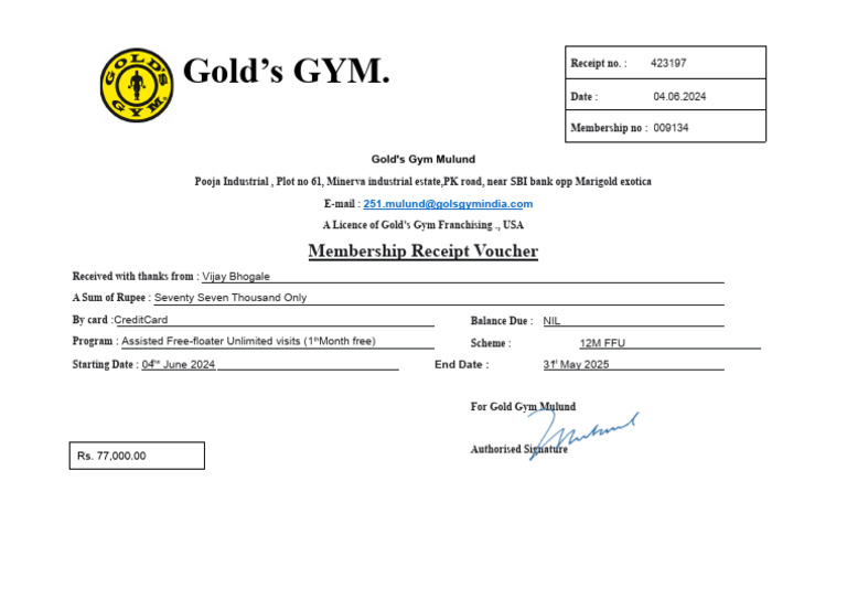 Gym Bill | PDF