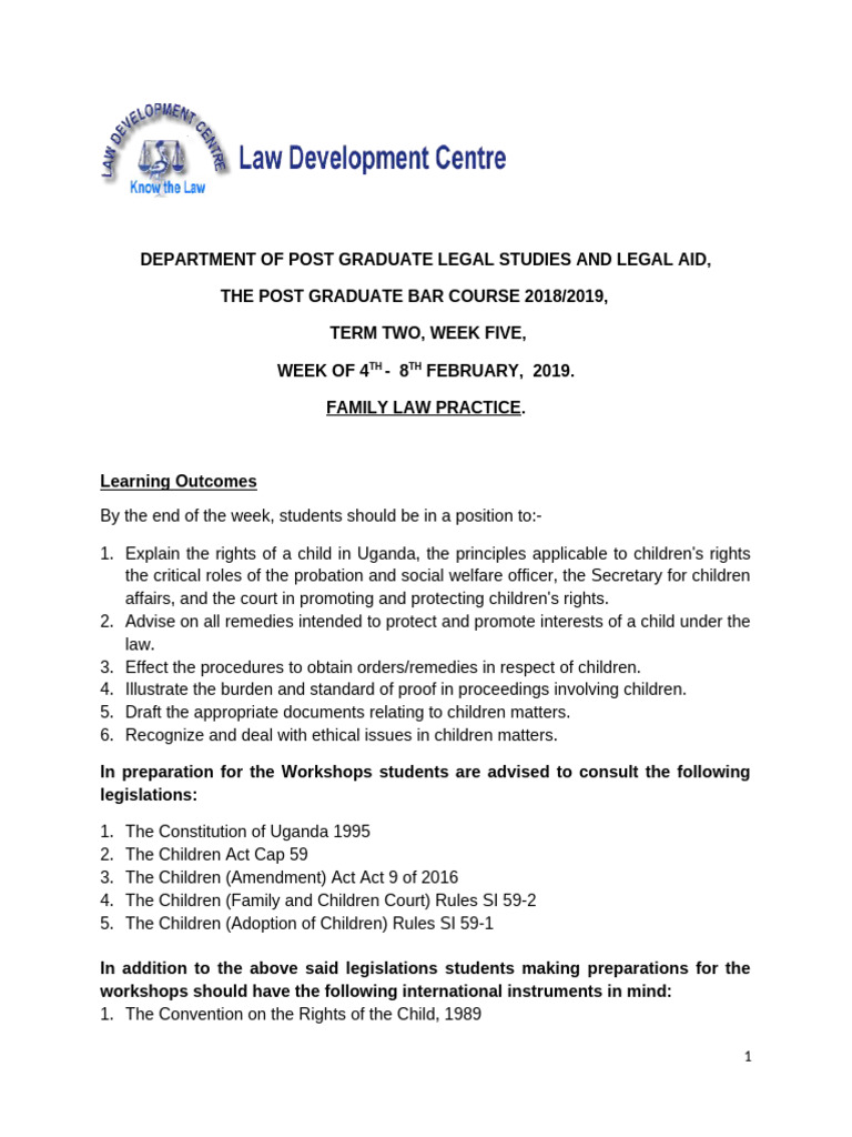 FLP Workshops T2 Wk5 Children | PDF | Children's Rights | Adoption