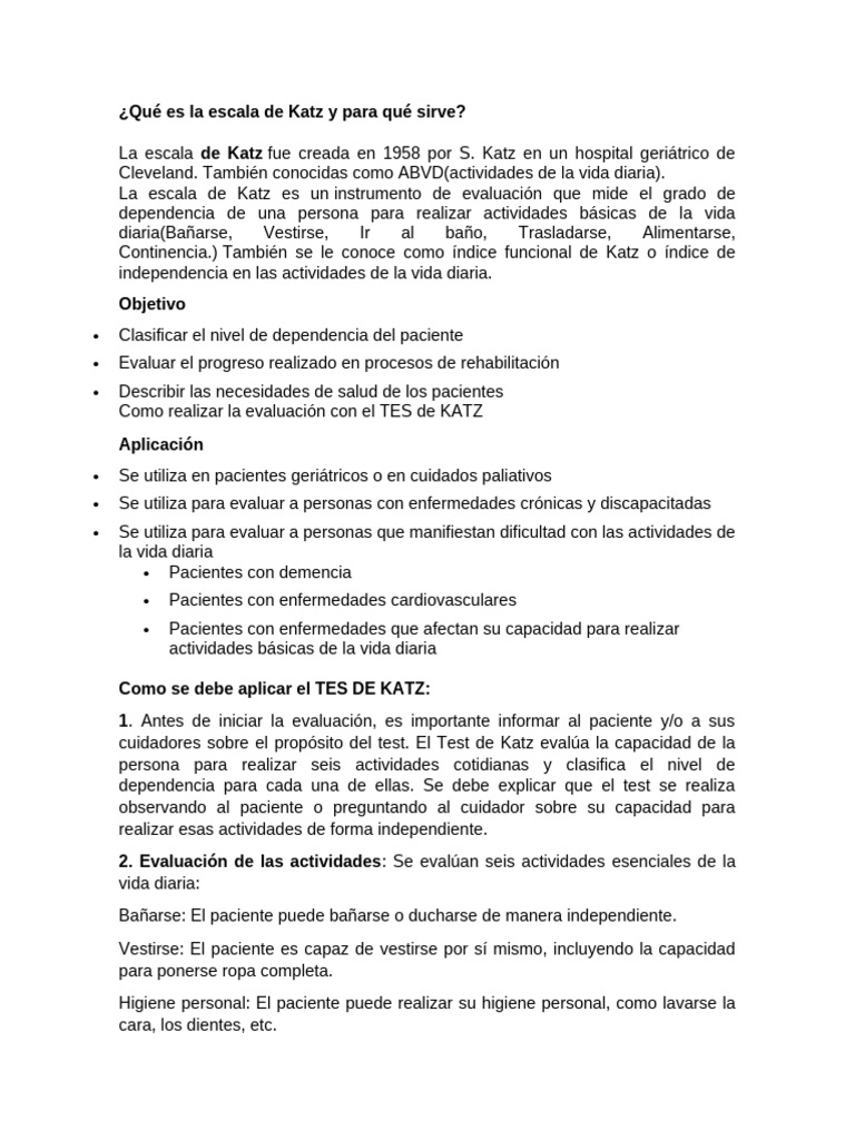 Escala de Katz | PDF | Las emociones | Trastorno límite de la personalidad