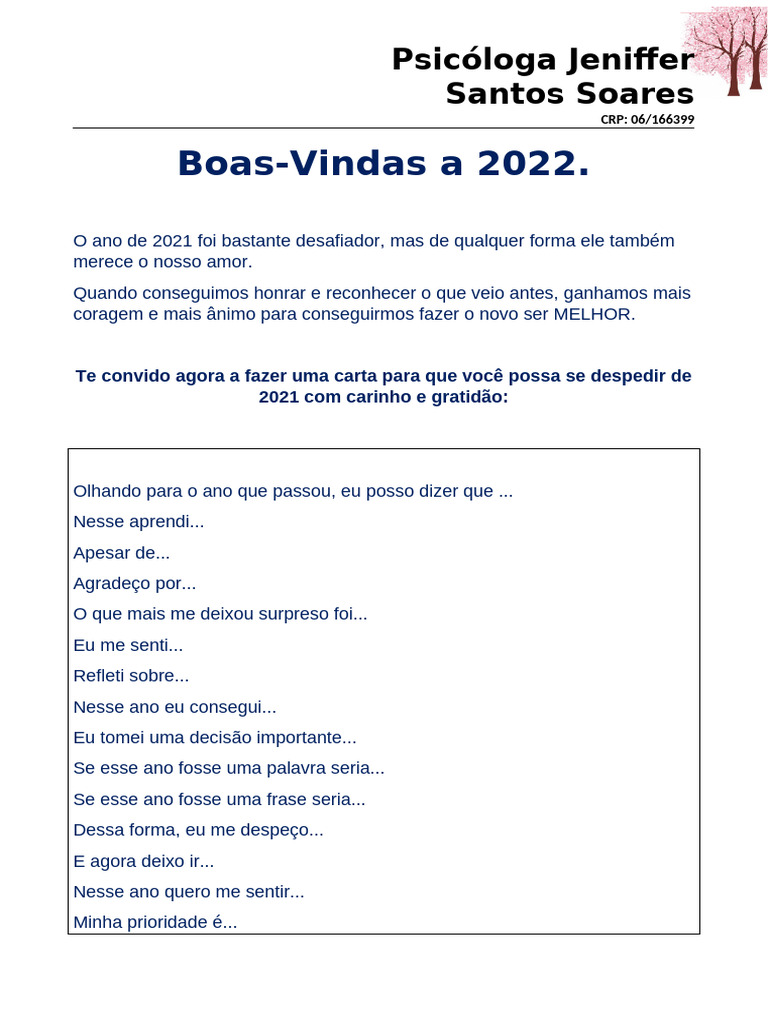 Atividade de Boas Vindas 2023 | PDF