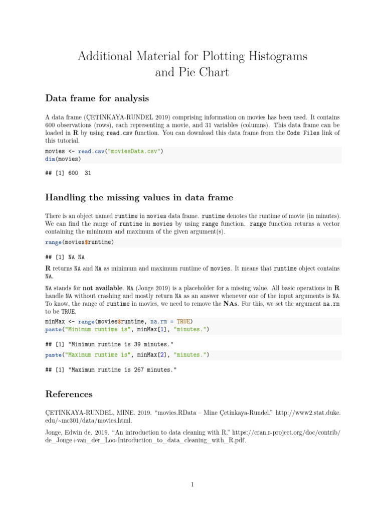 Plotting Histograms and Pie Chart Additionalmaterial | PDF
