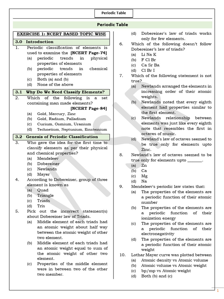 Periodic Table Topic Wise Complete-3 | PDF | Periodic Table | Electron ...