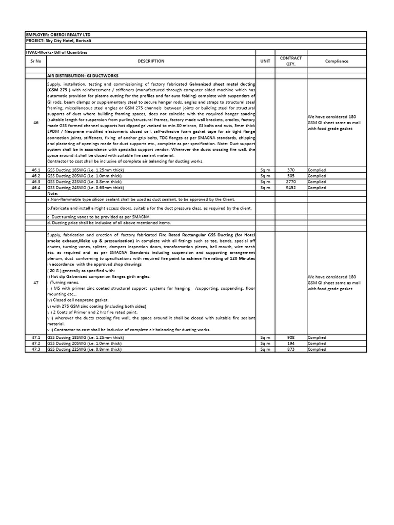 SCH-BSL-HVC-MAT-0035-FACTORY FABRICATED GI DUCT-R0 - Organized | PDF ...