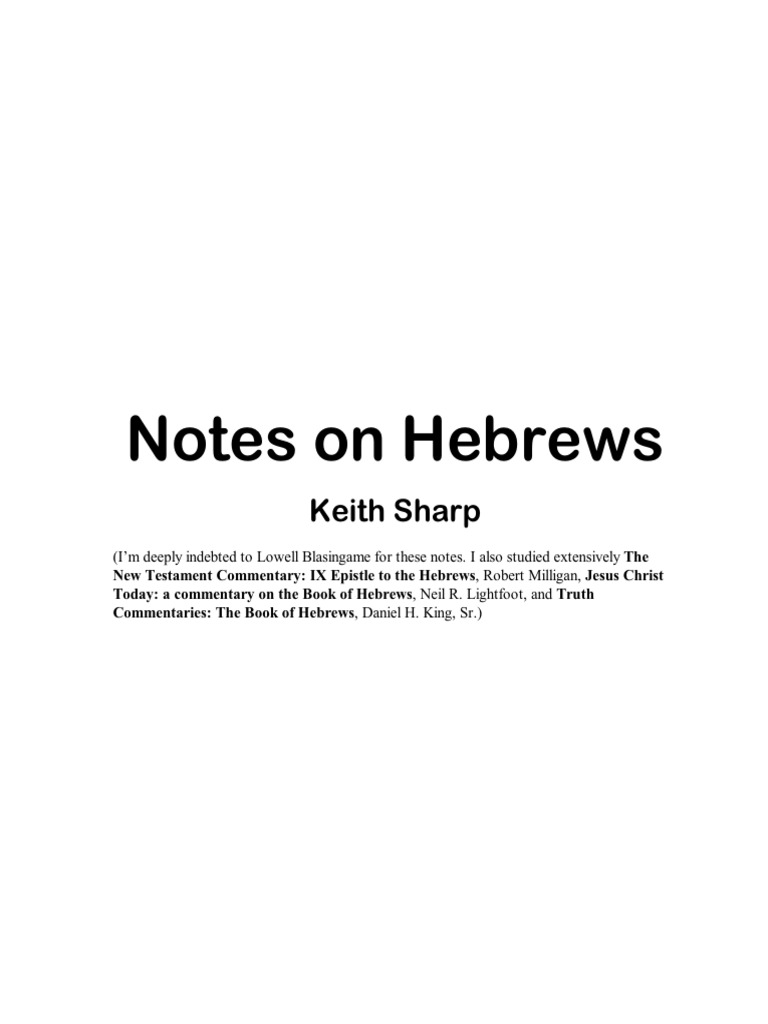 hebrews-notes-sharp (1) | PDF | Epistle To The Hebrews | Jesus