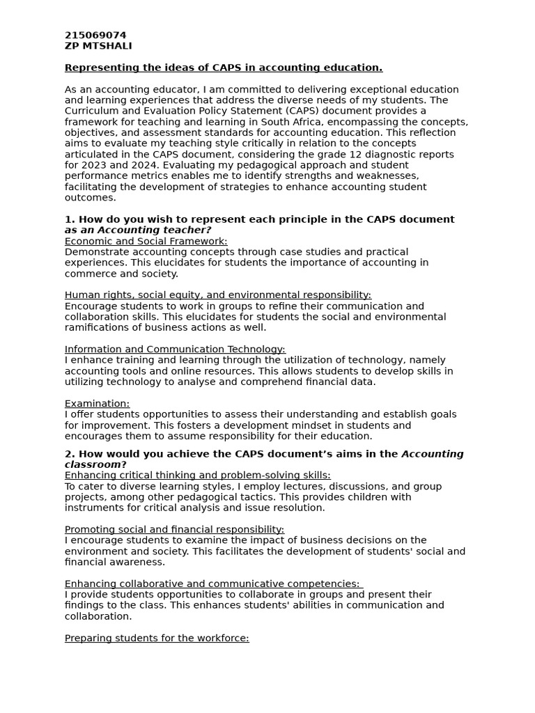 Representing The Ideas of CAPS in Accounting Education | PDF | Critical ...