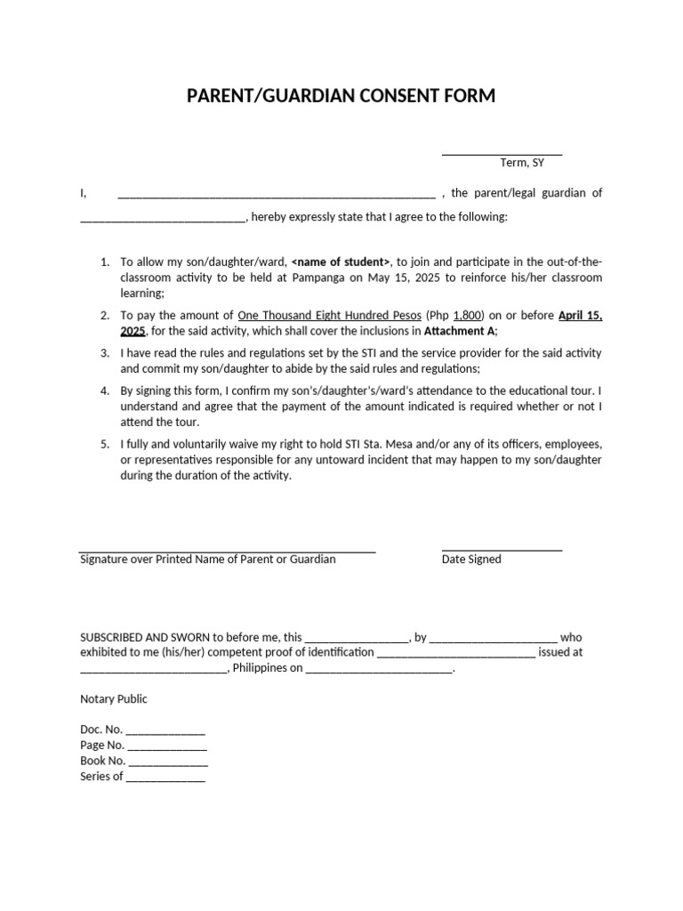 Parent Guardian Consent Form PhilCul Micro | PDF
