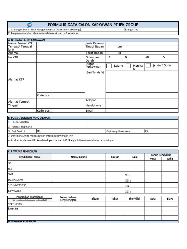 NEW Form Kandidat Interview | PDF