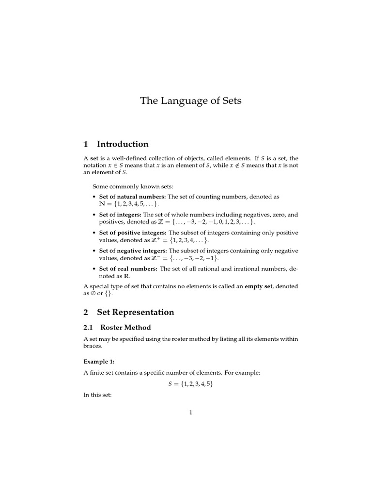 Handout__The_Language_of_Sets | PDF | Set (Mathematics) | Numbers