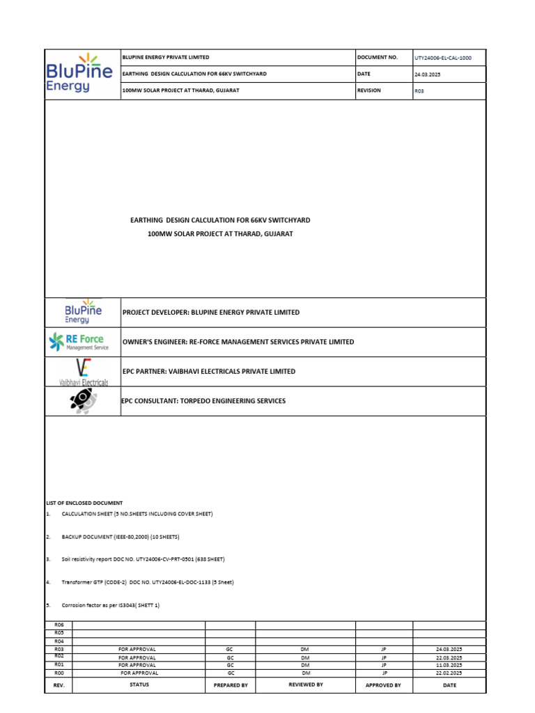 66kV Switchyard Earthing Design Calculation | PDF | Borehole | Electricity