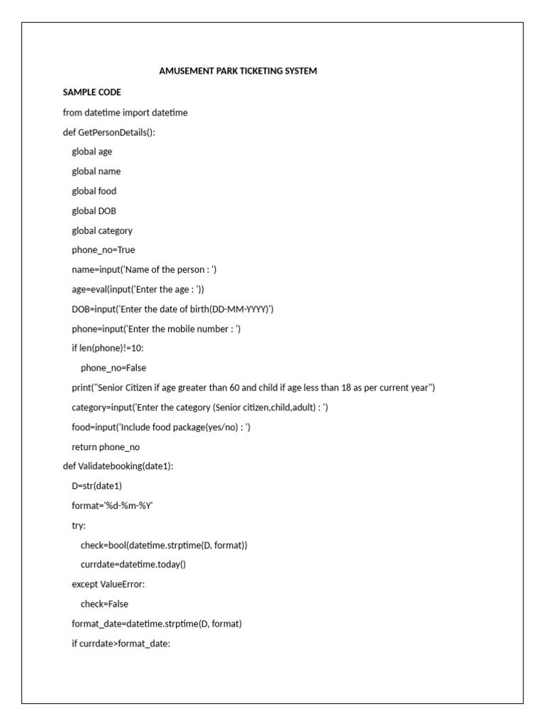Amusement Park Ticket Booking System | PDF