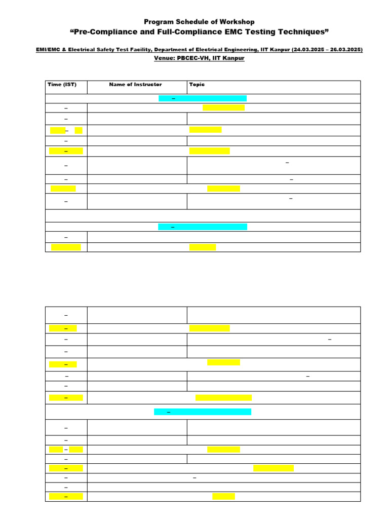 Course Plan EMC 2025 Ver2 | PDF | Electromagnetic Compatibility ...