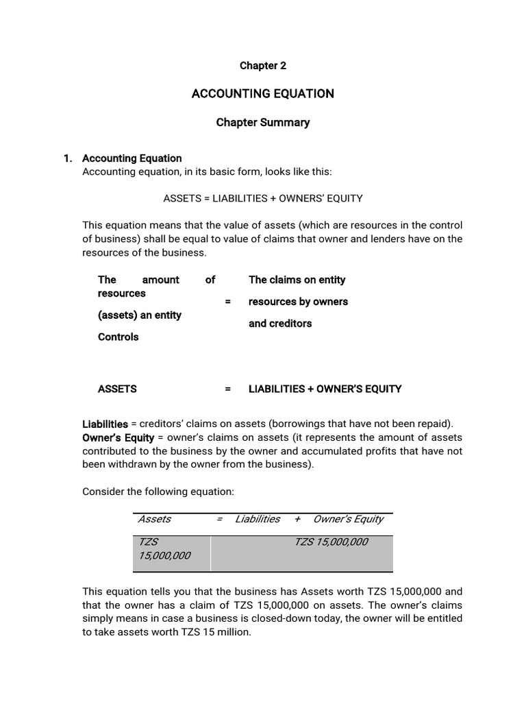AC 102-Chapter 2 Accounting Equation | PDF | Business | Economies
