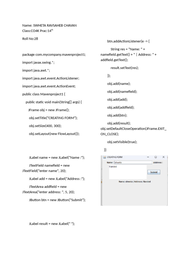 Shweta Pract 14java | PDF