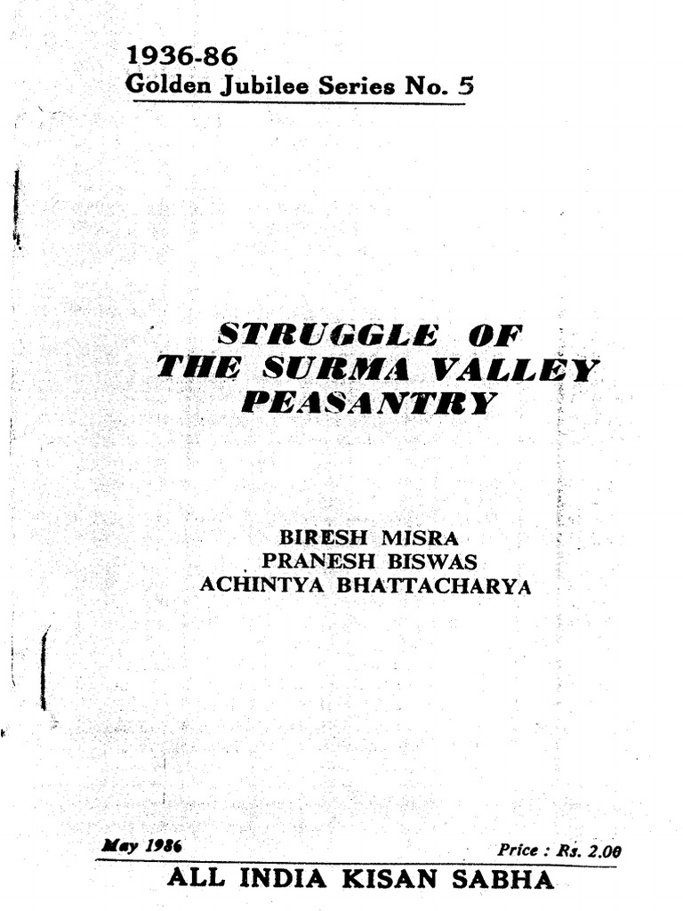 Struggle of The Surma Valley Peasantry | PDF
