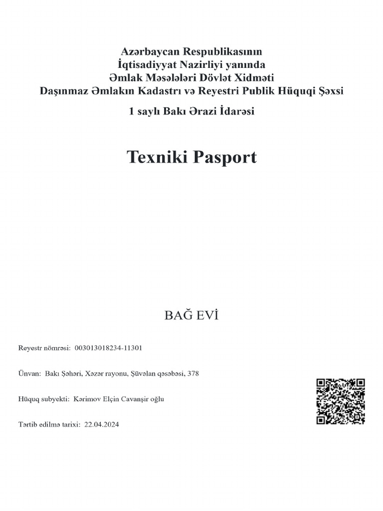 Texniki pasport | PDF