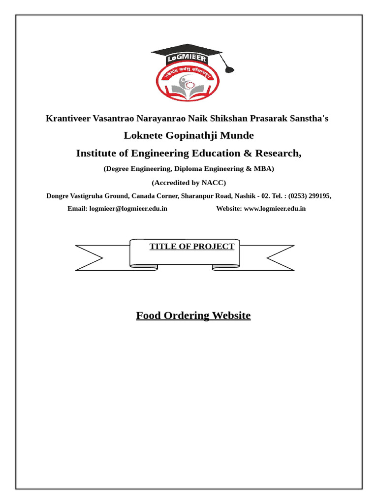 Food Ordering System Micro-Project Report | PDF