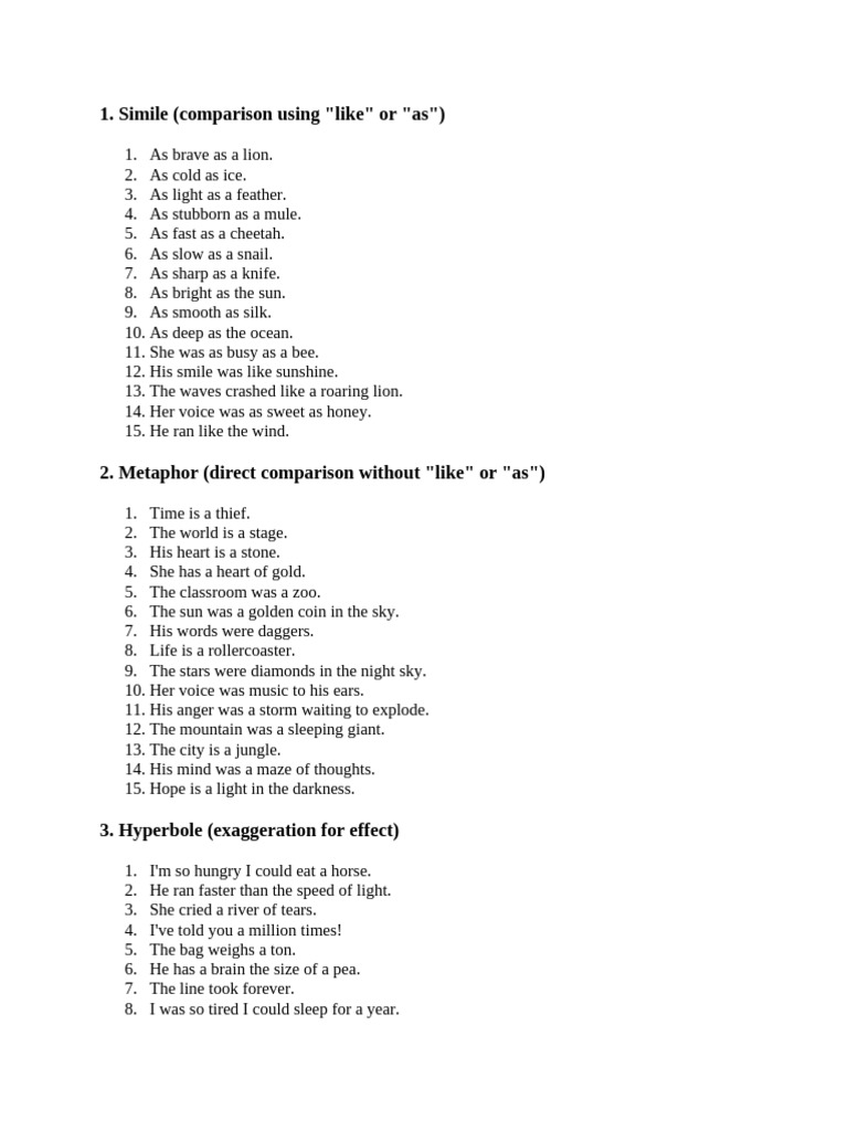Examples of Figures of Speech | PDF