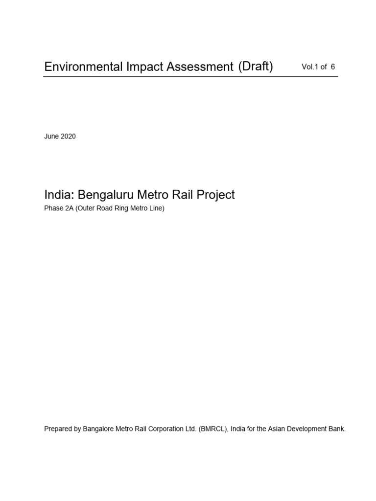 Bengaluru Metro Phase 2A EIA Report | PDF | Environmental Impact ...