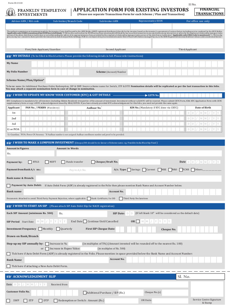 Franklin Common Transaction Form | PDF | Cheque | Banks