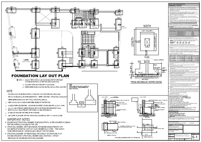 S01 - COLUMN FOUNDATION LAYOUT PLAN | PDF | Concrete | Structural ...