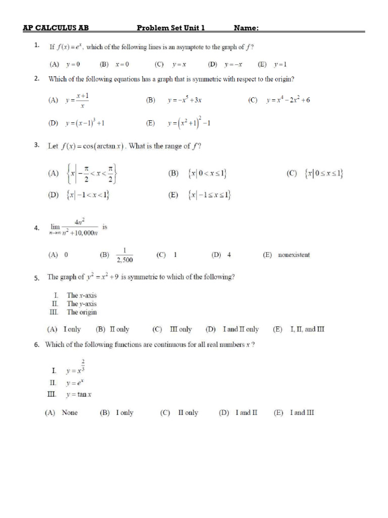Unit 1 Problem Set | PDF