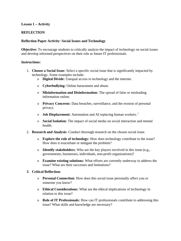 Activity No 1 Lesson 1 Social Issues | PDF | Critical Thinking | Privacy