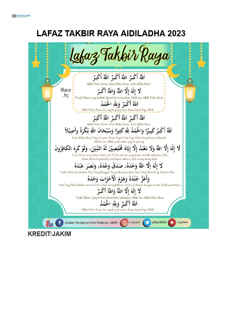 LAFAZ-TAKBIR-RAYA-AIDILADHA-2023- | PDF