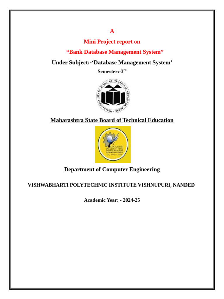 Mini Project Report (Ashuu, Tavi, Janu) Dbms | PDF | Databases | Data Model