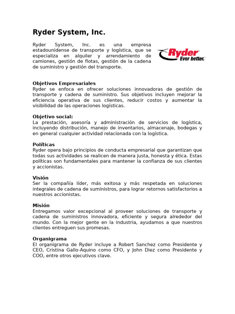 Ryder: Soluciones Logísticas Integrales | PDF | Logística | Cadena de ...
