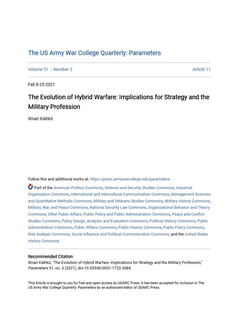 The Evolution of Hybrid Warfare - Implications For Strategy and TH ...