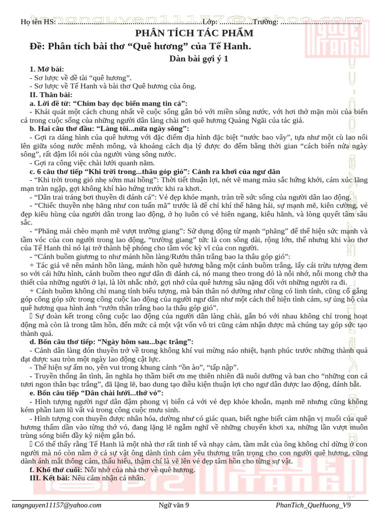 PhanTich QueHuong V9 | PDF