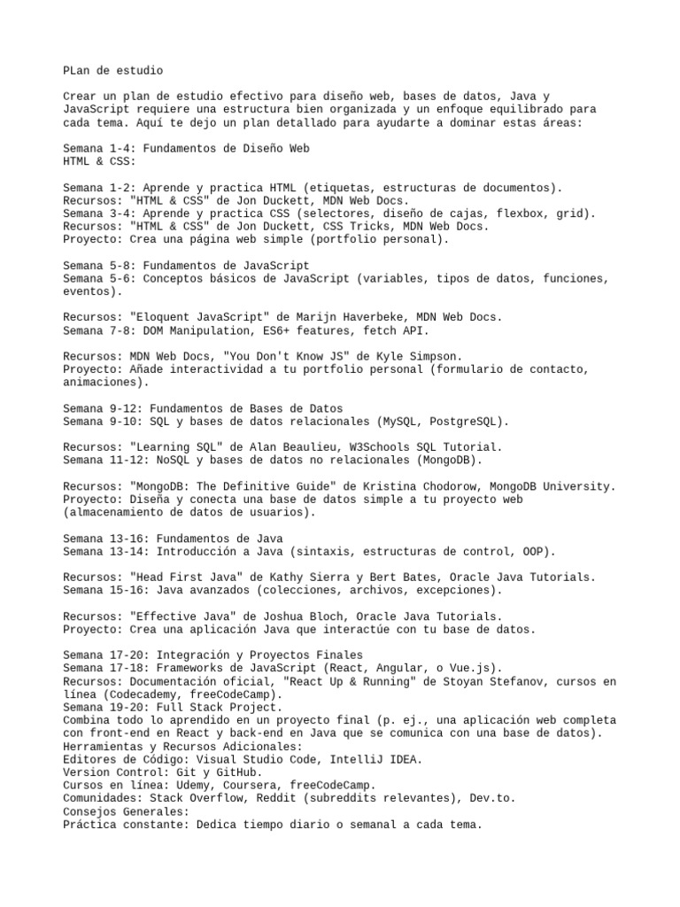 Plan de Estudio 2024 | PDF | Script Java | Red mundial
